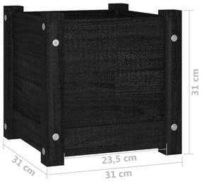 Zahradní truhlík černý 31 x 31 x 31 cm masivní borové dřevo - Default Title