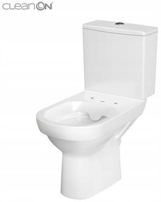 Cersanit CITY - WC kombi + antibakteriální sedátko s funkcí pomalého zavírání, horizontální odpad, přívod vody zespodu, K35-036