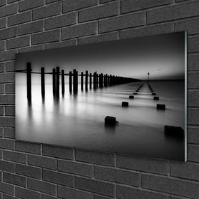 Obraz na skle Mlha Molo Architektura 125x50 cm