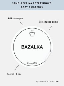 Samolepka na kořenky BAZALKA bílá 5 cm tučné písmo