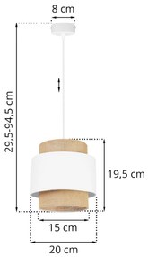 Závěsné svítidlo BOHO, 1x jutové/bílé textilní stínítko