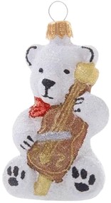 Skleněný medvídek s houslemi