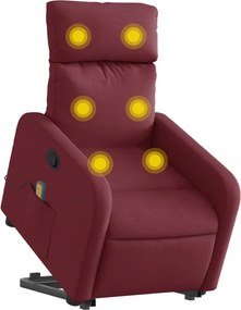 Zvedací masážní polohovací křeslo vínové textil 3206711