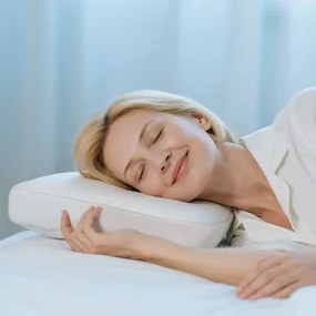 HOMCOM viskoelastický polštář 91x40 cm z paměťové pěny s ergonomickým designem pro spaní na boku a na zádech, krémový