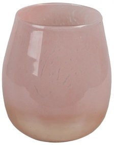 Růžový skleněný svícen na čajovou svíčku – 11x12 cm