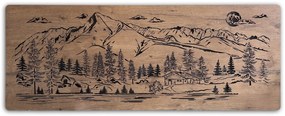 Li-Go "Chata v horách" světelný obraz s baterií 130x50cm varianta: ovládání na obraze bez dálkového ovladače, provedení: dub světlý