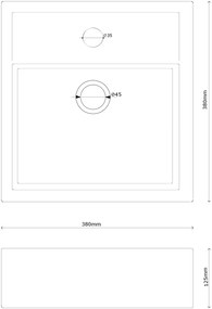 Gamma Biwu, umyvadlo na desku 380x380x125 mm, bílá lesklá, GMA-UC-BIWU