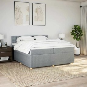 Box spring postel s matrací světle šedá 200 x 200 cm textil 3287577