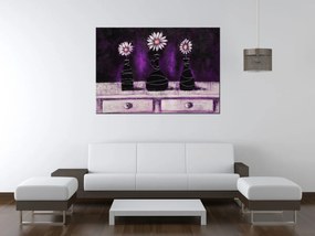 Gario Ručně malovaný obraz Kopretinové fialové trio Rozměry: 70 x 100 cm