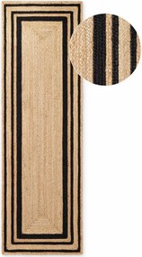 Černý/v přírodní barvě oboustranný/ručně tkaný jutový běhoun 80x250 cm Looma – Hanse Home