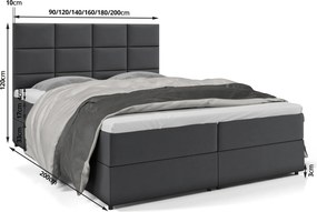 SFAB Kontinentální čalouněná postel MERCURY (90x200 cm) Barva látky: Černá (Riviera 100)