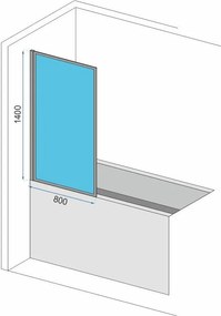 Rea LAGOS 1 FIX - vanová zástěna, 1-křídlová, 80 x 140 cm, černá-transparentní, REA-K4561