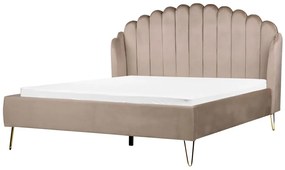 Sametová postel 160 x 200 cm taupe AMBILLOU Beliani