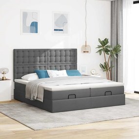 Osmanský rám postele s matrací tmavě šedá 160x200cm textil 3314577