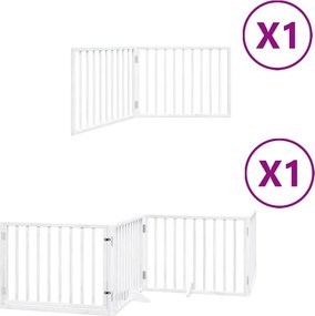 Zábrana pro psy s dvířky skládací 6 panelů bílá 480 cm topol 3155561