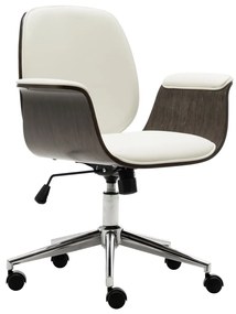 Kancelářská židle bílá ohýbané dřevo a umělá kůže,  283126 HangarStore.cz