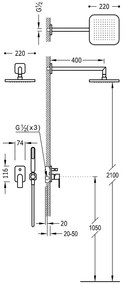 TRES LOFT Podomítkový jednopákový sprchový set, chrom 20018002