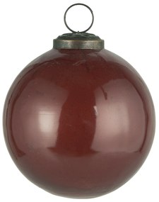 IB LAURSEN Vánoční baňka Pebbled Coral Almond 9,5 cm, červená barva, hnědá barva, sklo