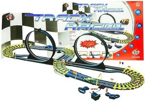 LEAN Toys Autodráha Track Racing – dvě autíčka, smyčky, napájecí zdroj, 565 cm