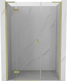 Mexen Mist-H L, 1-křídlé sprchové dveře levé 135 cm, čiré sklo, zlatý matný profil, 8A5L-135-001-55-00-L