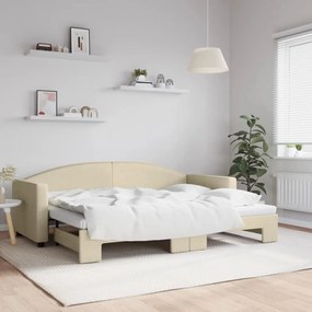 Válenda s přistýlkou krémová 80 x 200 cm textil 3197187