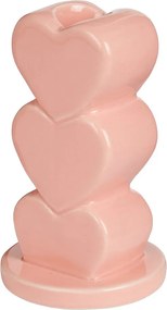 HEARTS Svícen na dlouhou svíčku 12 cm - růžová