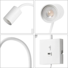Immax 08296L - Nástěnná lampa s USB PUNTO 1xGU10/9W/230V bílá