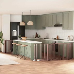 Zábrana pro psy s dvířky skládací 10 panelů hnědá 800 cm topol 3155583
