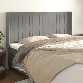 Čelo postele typu ušák světle šedé 183x16x118/128 cm samet 3119878