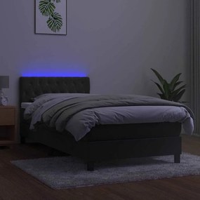 Box spring postel s matrací a LED tmavě šedá 90x190 cm samet 3134556
