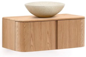 Závěsná skříňka pod umyvadlo v dekoru jasanu v přírodní barvě 90x35 cm Salaya – Kave Home