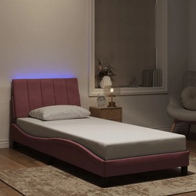 Rám postele s LED osvětlením bez matrace Hanko růžový 90 x 190 cm samet 3213756