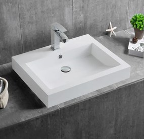 Umyvadlo BS6049 nástěnné i na desku - litý mramor - 60 x 48 x 14 cm - bílá leskláLitý mramor - lesklá bílá - 60 x 48 x 14 cm