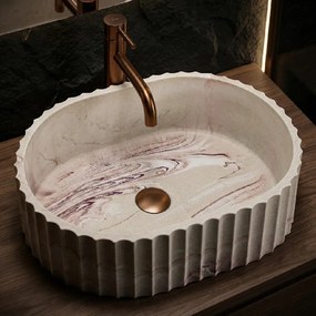 Rea Margaret Gio, umyvadlo na desku 495×355×155 mm, béžová – imitace kamene, REA-U3522