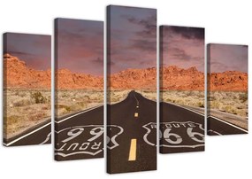 Gario Obraz na plátně Cesta Route 66 - 5 dílný Rozměry: 100 x 70 cm
