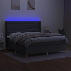 Box spring postel s matrací a LED tmavě šedá 160x200 cm textil 3138966