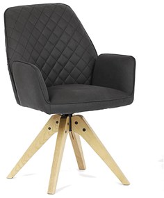 Židle jídelní s područkami, černá látka, nohy z jasanu, otočná P90°+ L 90° s vratným mechanismem - funkce reset