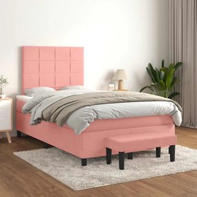 Box spring postel s matrací růžová 120x190 cm samet 3270474