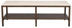 Hnědo-béžový konferenční stolek s deskou z kamene 140x60 cm Orwel - Rowico