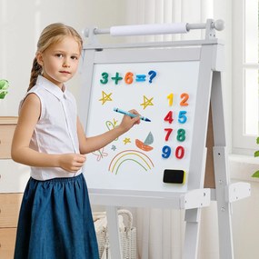 Costway Dětská výškově nastavitelná tabule s bílou tabulí a magnetickou tabulí