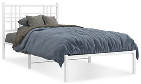 Kovový rám postele s čelem bílý 90 x 200 cm