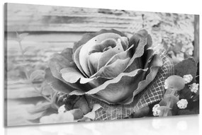 Obraz vintage růže v černobílém provedení - 120x80 cm