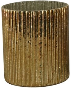 Skleněný zlatý svícen "Verrerie" na čajovku  - 13 x 13 cm