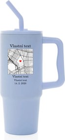 Personalizovaná nerezová termoska s barevným víčkem s mapou