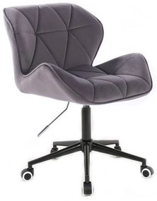 LuxuryForm DESIGN Otočná židle MILANO VELUR na černé podstavě s kolečky - tmavě šedá