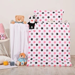 Povlečení dětské hvězdičky růžové EMI, Dětský set 90x130 + 45x65
