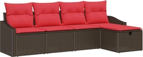 Set pohovek s polštářem s úložištěm Hnědá polyratan 3359263