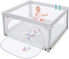 Costway Dětská ohrádka Přenosná ohrádka s bezpečnostními zábranami, šedá