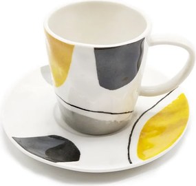 Porcelánový espresso šálek Elements s podšálkem, 120 ml – mačkaný vícebarevný design v přírodním stylu