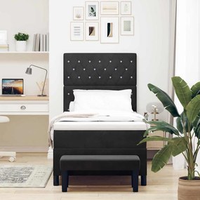 Postel s boxspringem s čelo Černá 190 x 90 cm samet 3344416